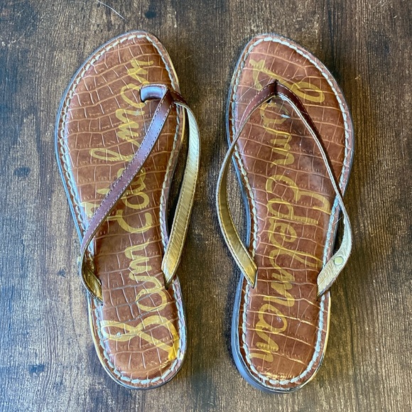 Sam Edelman | Shoes | Sam Edelman Gracie Thong Flip Flops Brown Leather ...